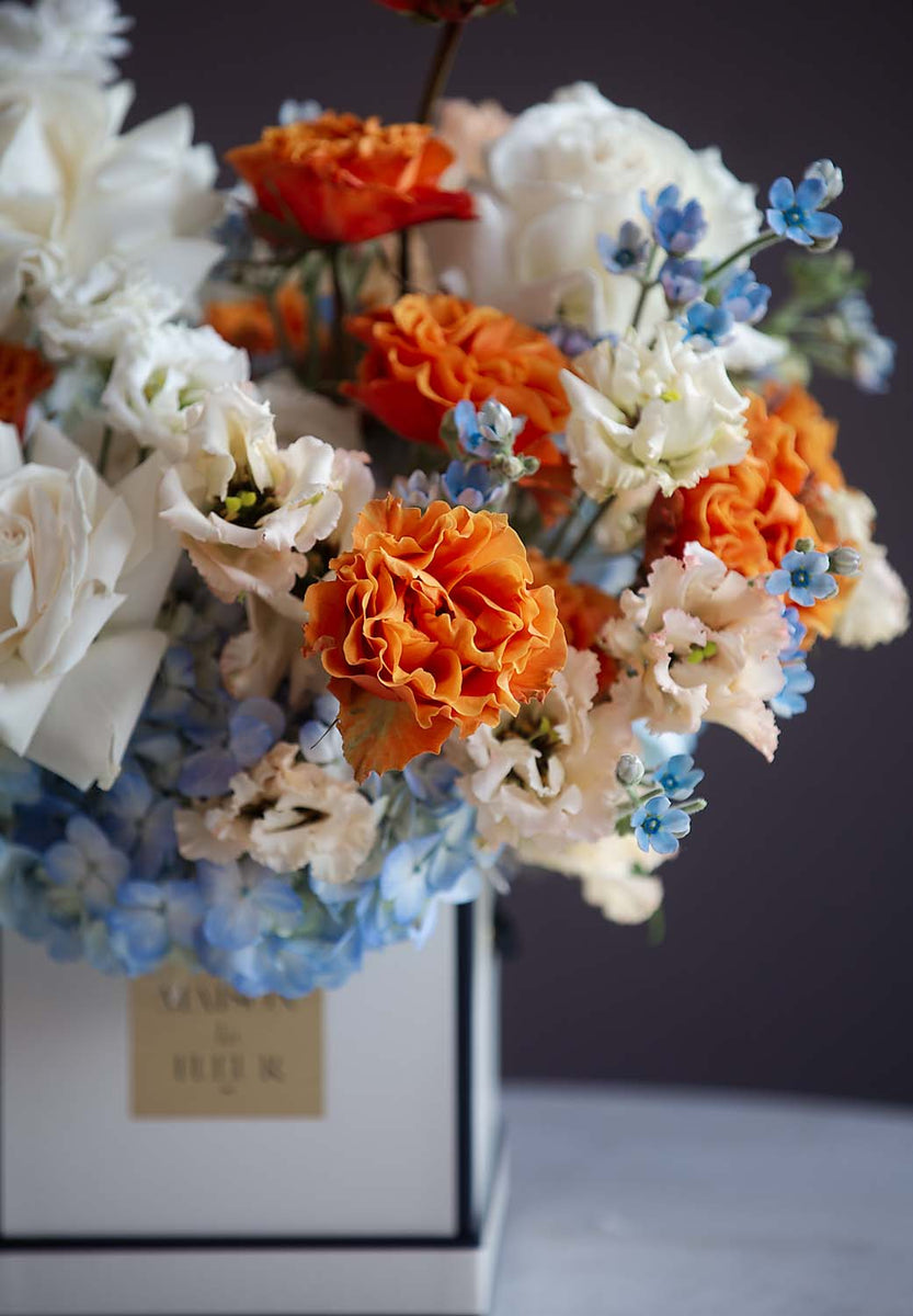 Amber Sky - European style loose arrangement with premium garden and ...
